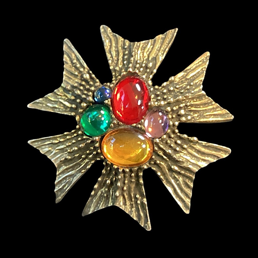 Circa 1950’s Lind-Gale Maltese Cross Cabochon Brooch … - Gem